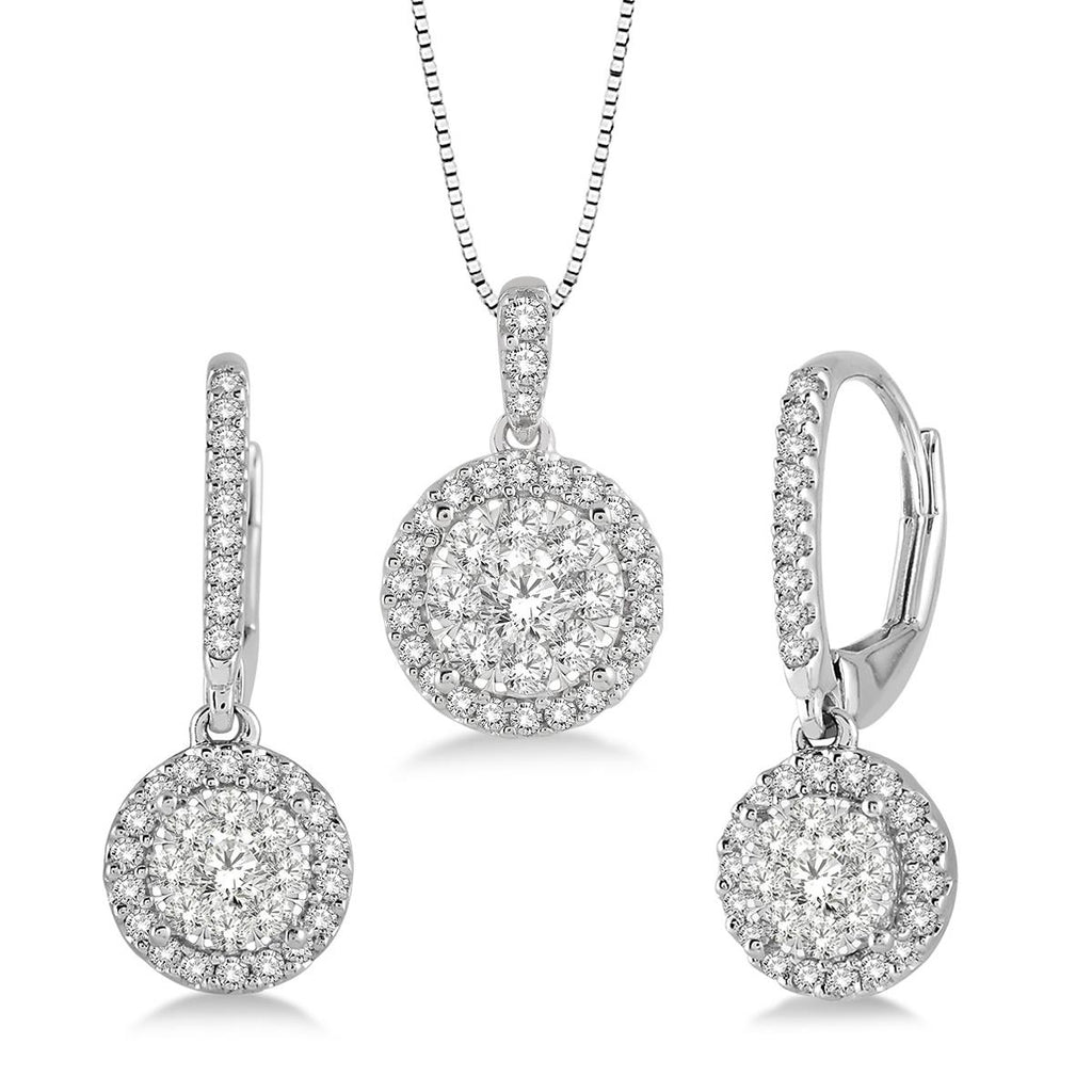Jilco Inc Diamond Cluster Earring and Necklace Set – 365 Wholesale