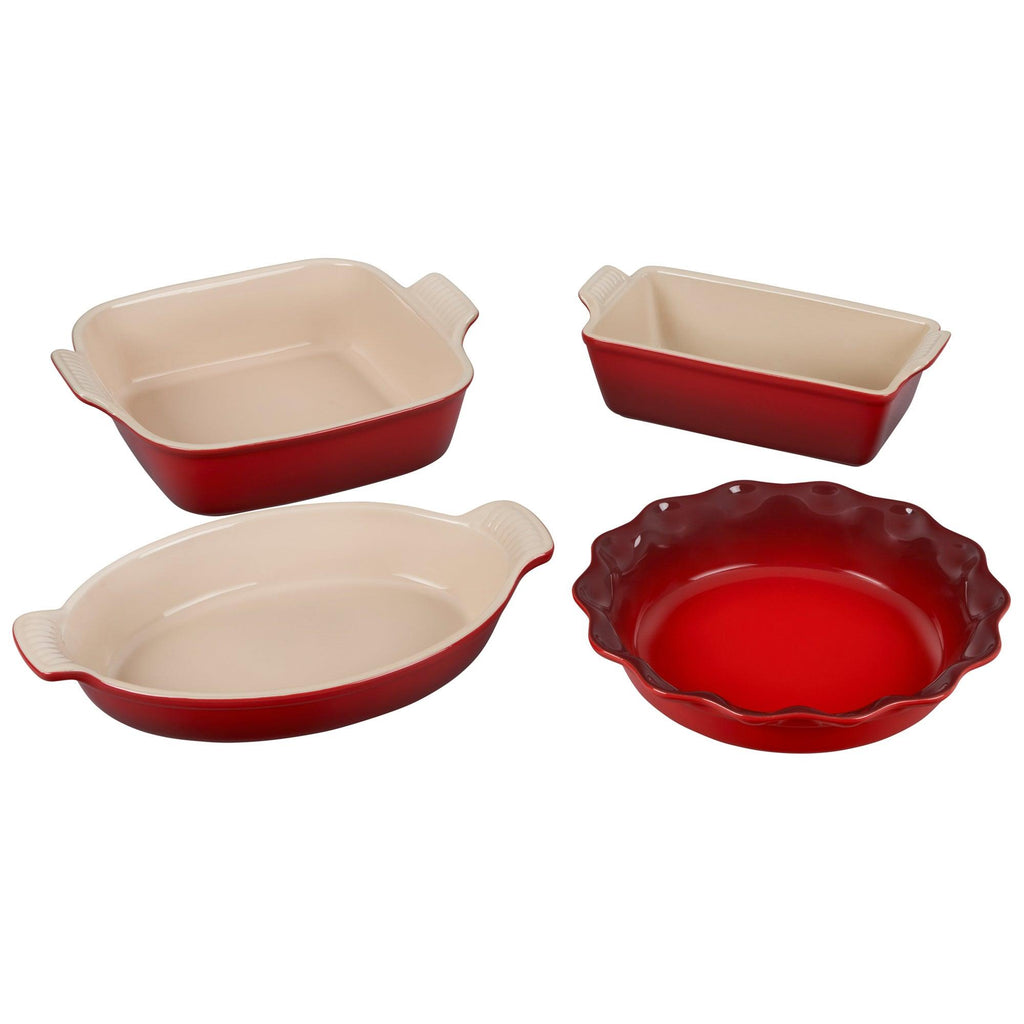 Le Creuset 4pc Heritage Stoneware Bakeware Set Cerise – 365 Wholesale