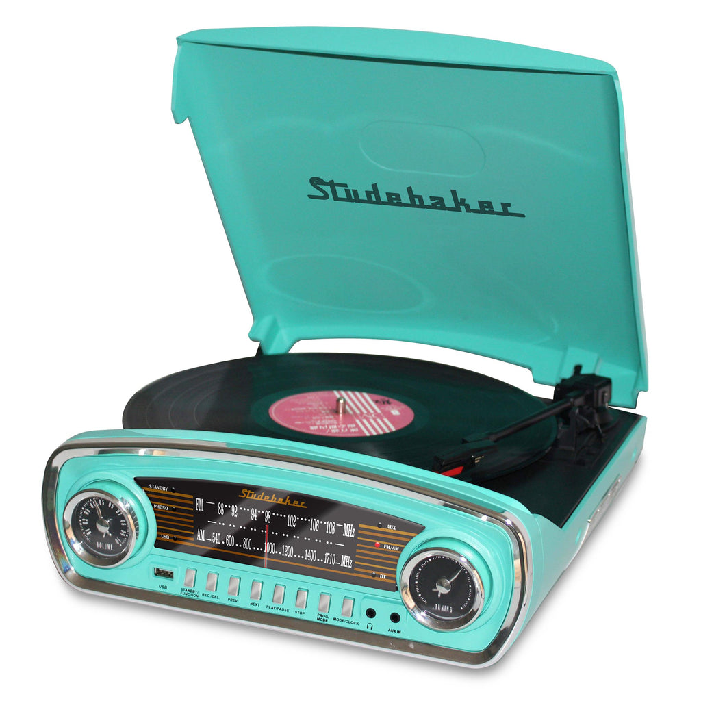 Studebaker 3 Speed Turntable with Bluetooth Receive and AM/FM Radio ...