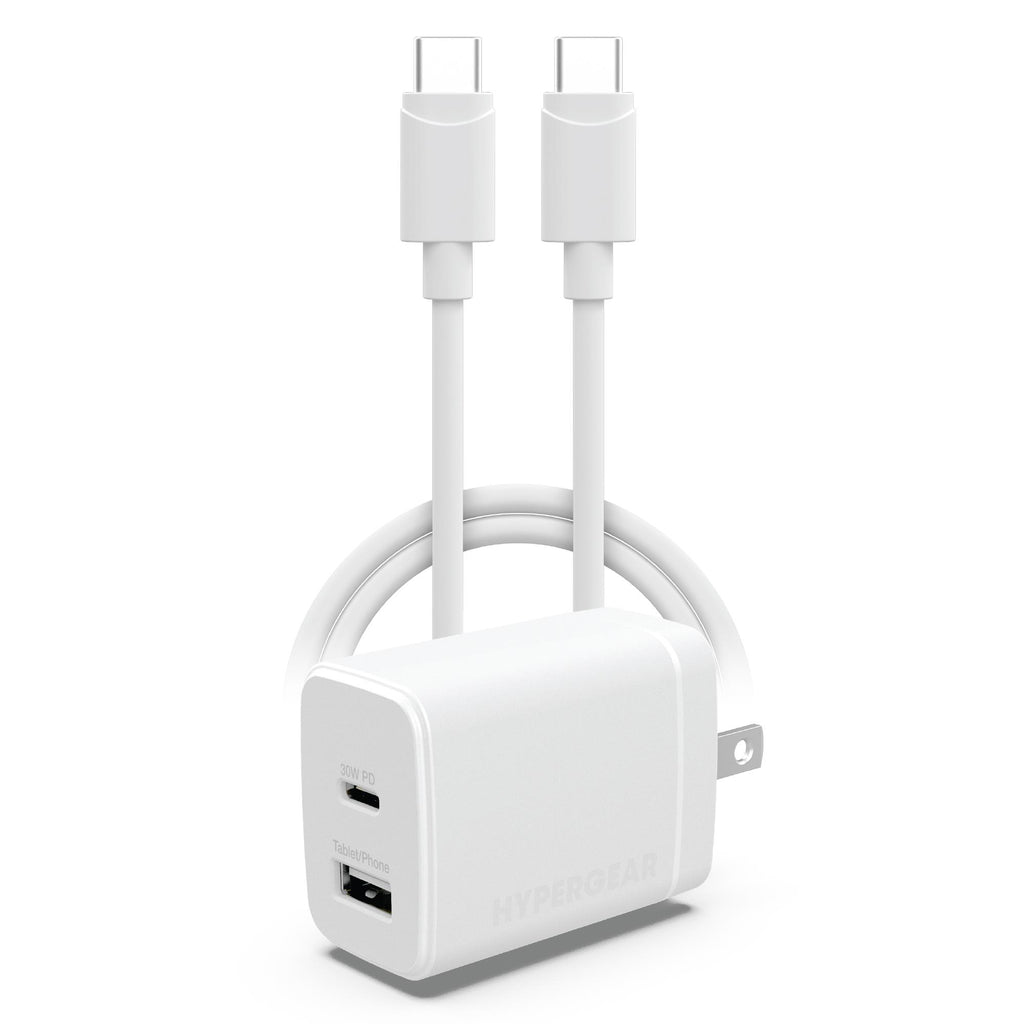 HYPERCEL HyperGear 30W USB-C PD + USB-A Fast Wall Charger and 4ft USB ...