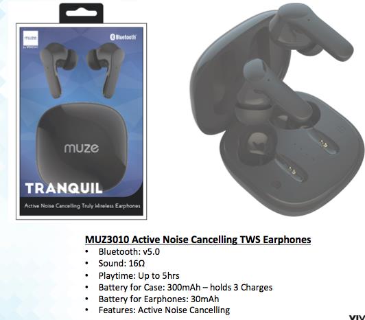 Promotional Audio Muze ANC True Wireless Earbuds – 365 Wholesale