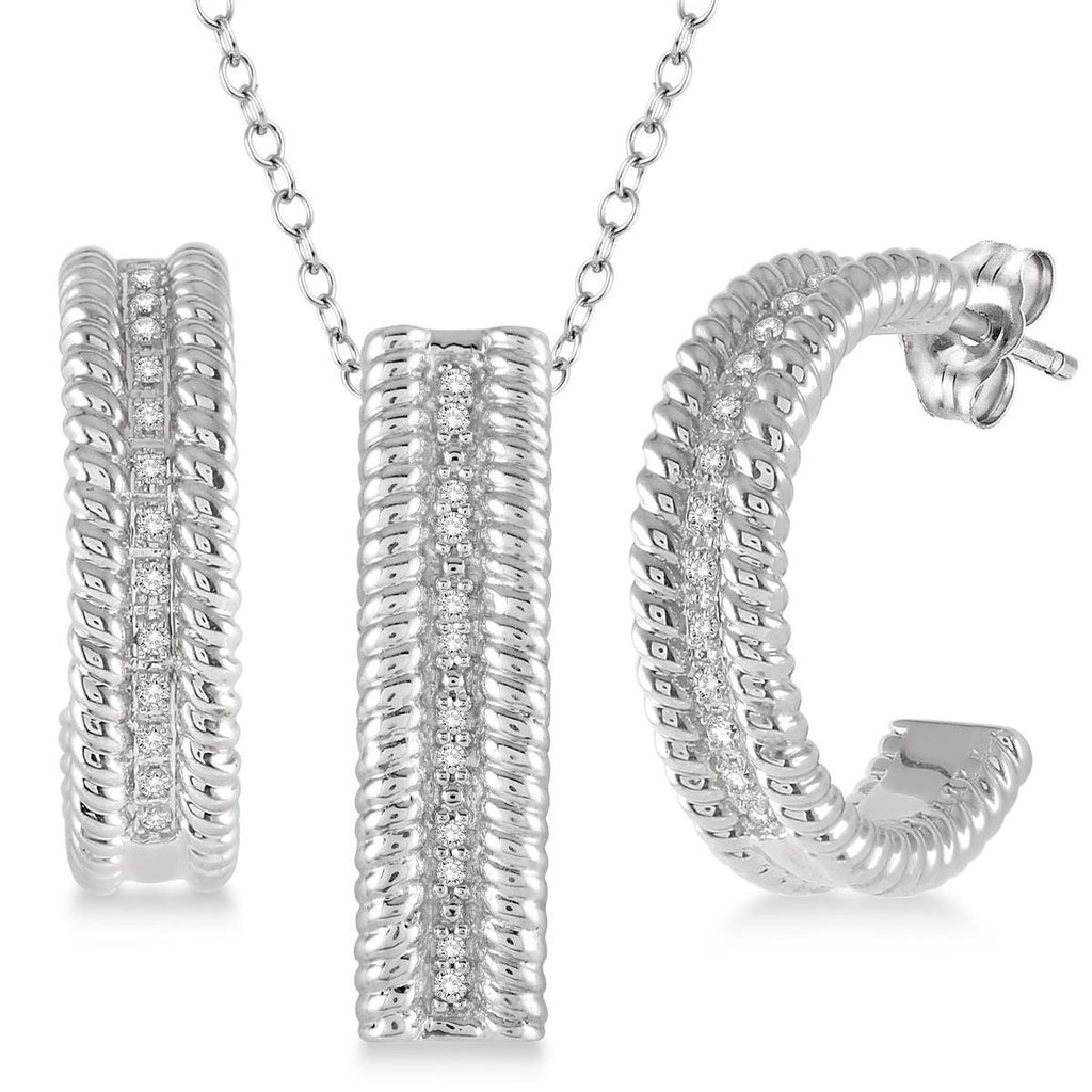 Jilco Inc Diamond Hoop Earrings & Diamond Pendant Necklace Set – 365 ...
