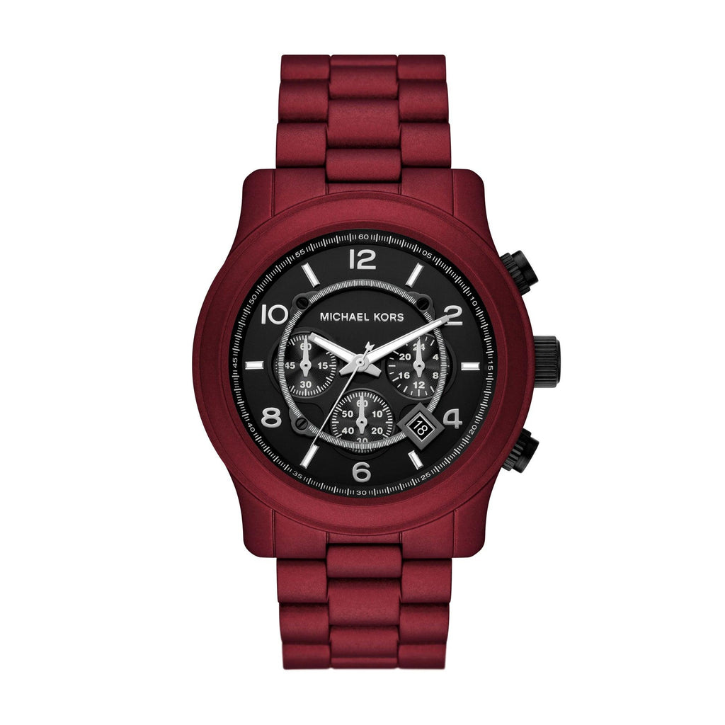 Michael Kors Men's Runway Chronograph Red Stainless Steel Watch Black ...
