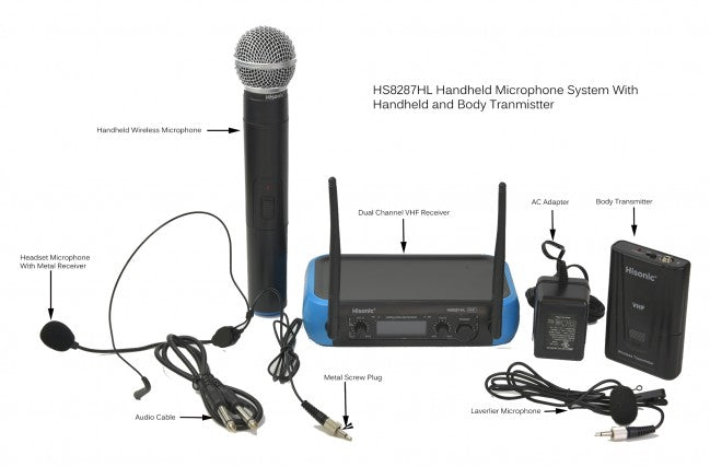Hisonic Dual Channel Wireless Microphone System for Professional Use ...